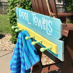 Custom Pool Sign, Pool Towel Holder, Pool Sign, Pool Towel Rack, Pool ...