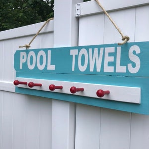Pool Decor, Pool Sign Towel Rack, Backyard Decor, Outdoor Signs ...