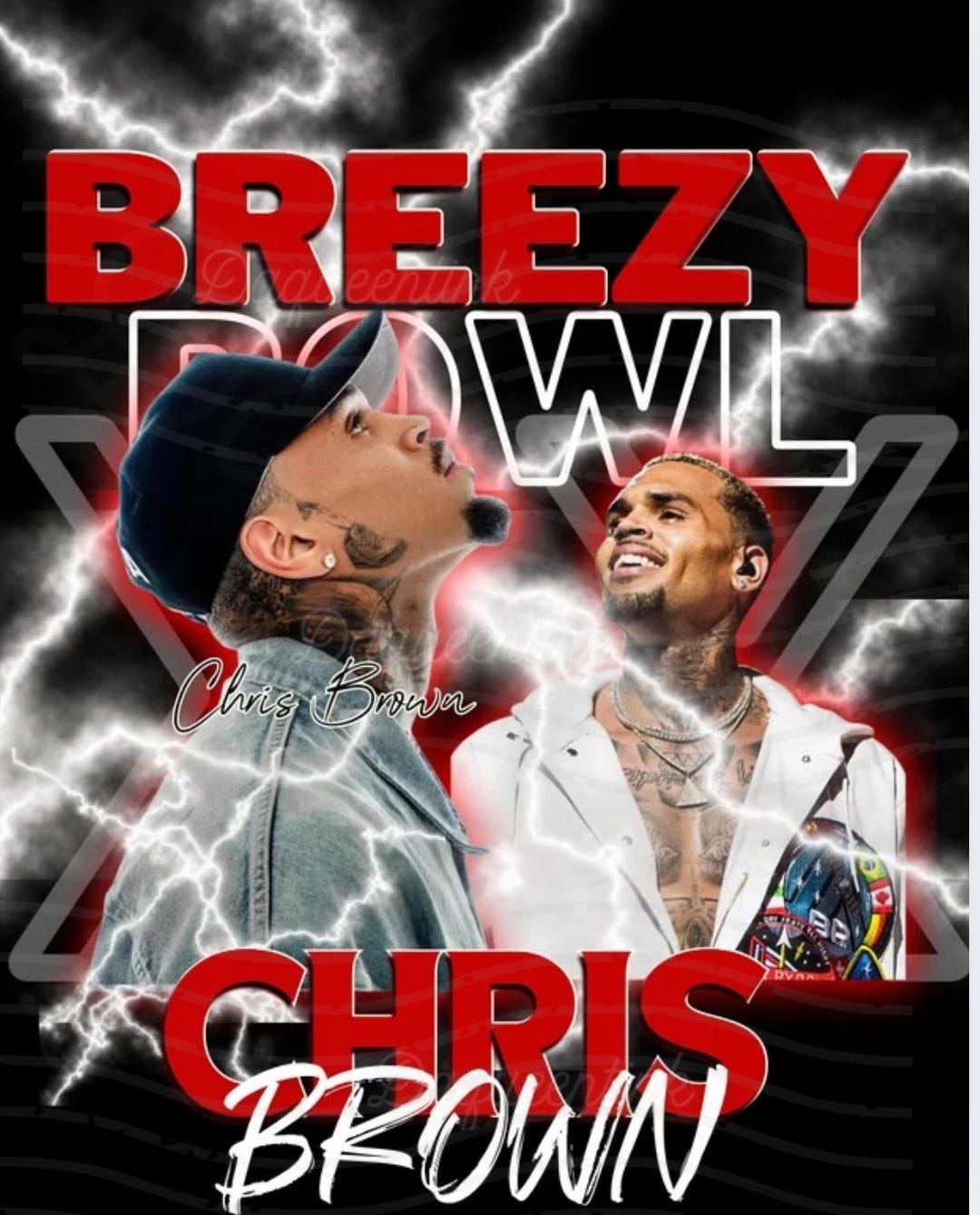 Chris Brown Breezy Bowl Design DIGITAL DOWNLOAD Black Red White CONCERT ...