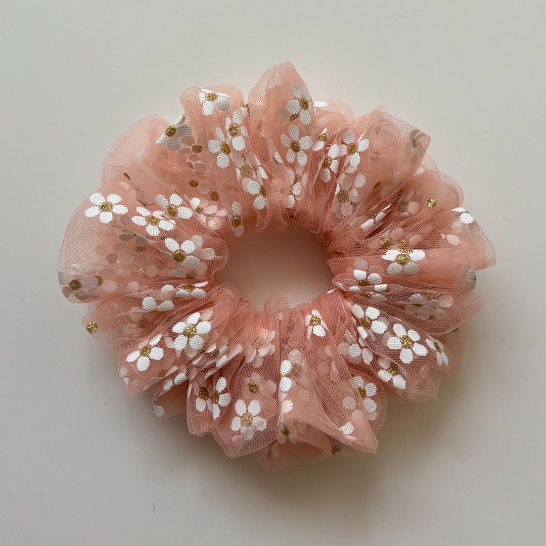Daisy Floral Scrunchie: Coral Orange Lace Hair Tie - Etsy