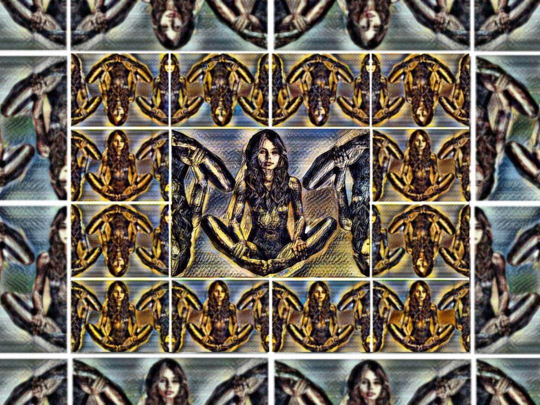 Symmetrical Mosaic Artwork With Meditative Female Figure – Modern ...