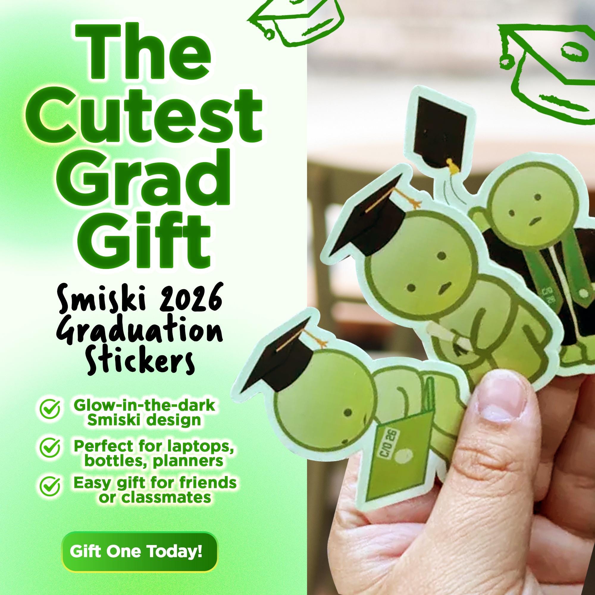 Glow-in-the-dark Smiski Sticker: Graduation Edition (3-pack) (2026) - Etsy