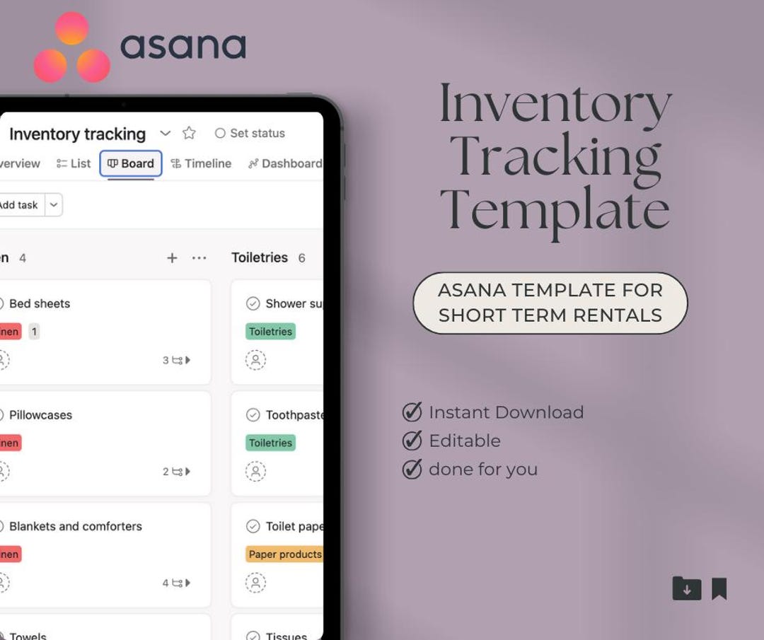 Asana Template for Inventory Tracking - Short Term Rental Supply ...