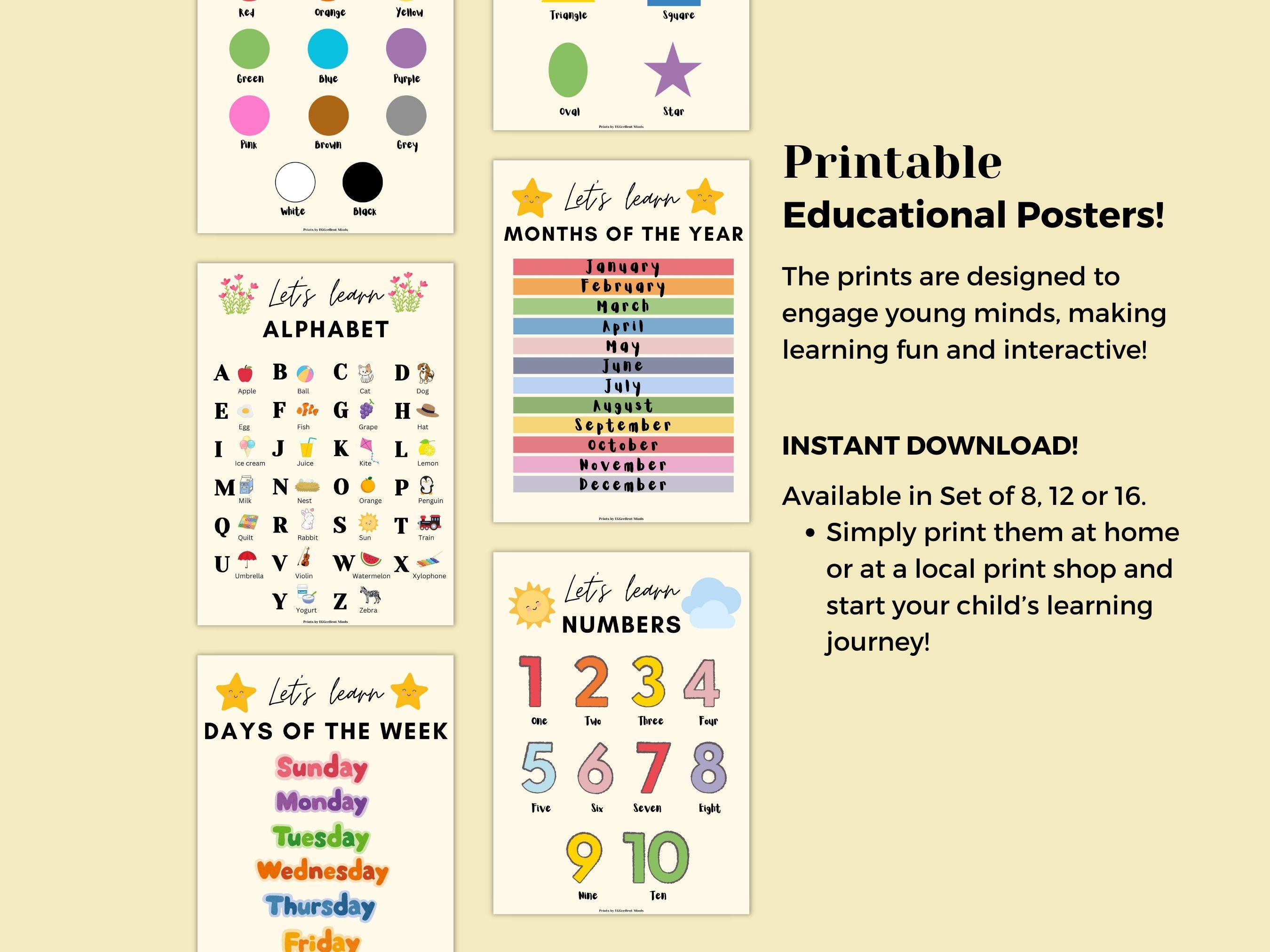 Set of 8 Bilingual English and Chinese Educational Posters + Activity ...