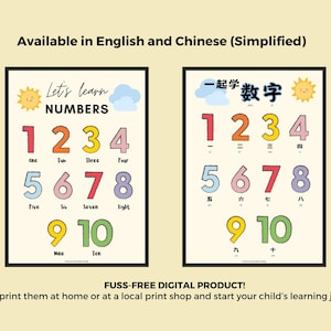Set of 8 Bilingual English and Chinese Educational Posters + Activity ...