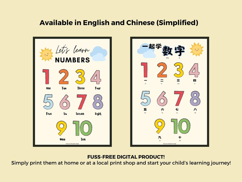 Set of 8 Bilingual English and Chinese Educational Posters + Activity ...