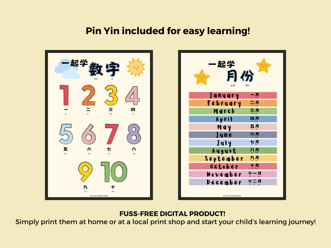 8 Educational Chinese (pin Yin) Posters + Activity Sheets Bundle for ...
