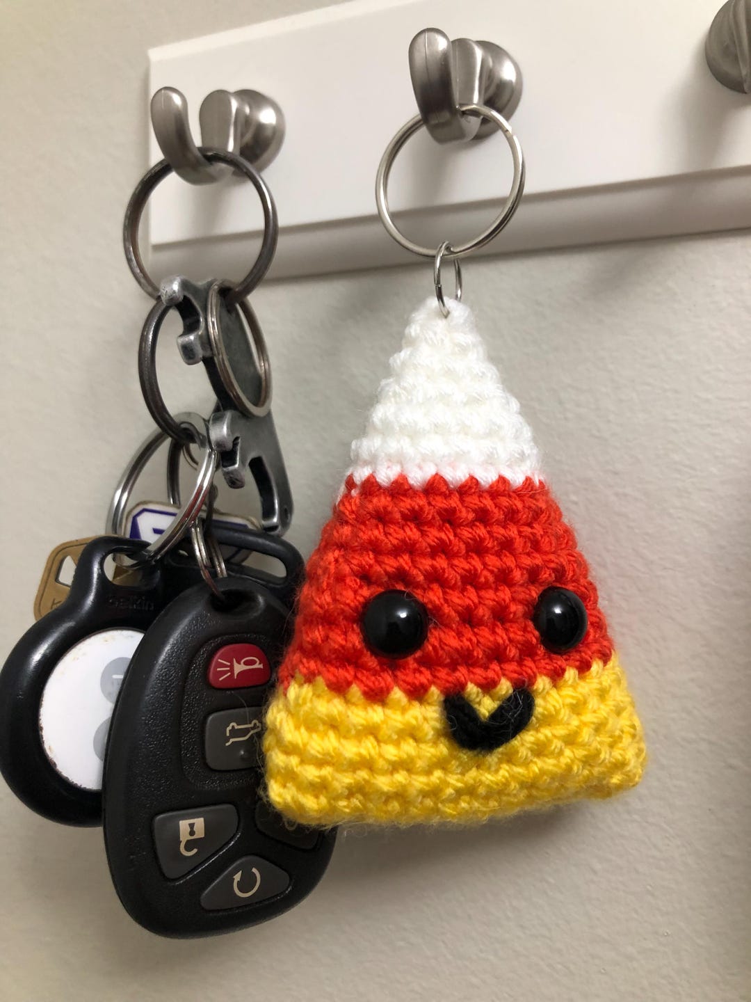 Candy Corn Crochet Keychain - Etsy