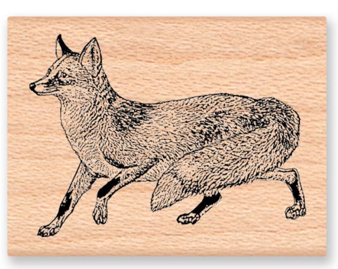 FOX RUBBER Stamp~two Sizes Available~large or Small~wood Mounted Rubber ...