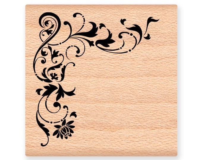 CORNER FLOURISH and Scrolls wood Mounted Rubber Stamp 32-01 - Etsy