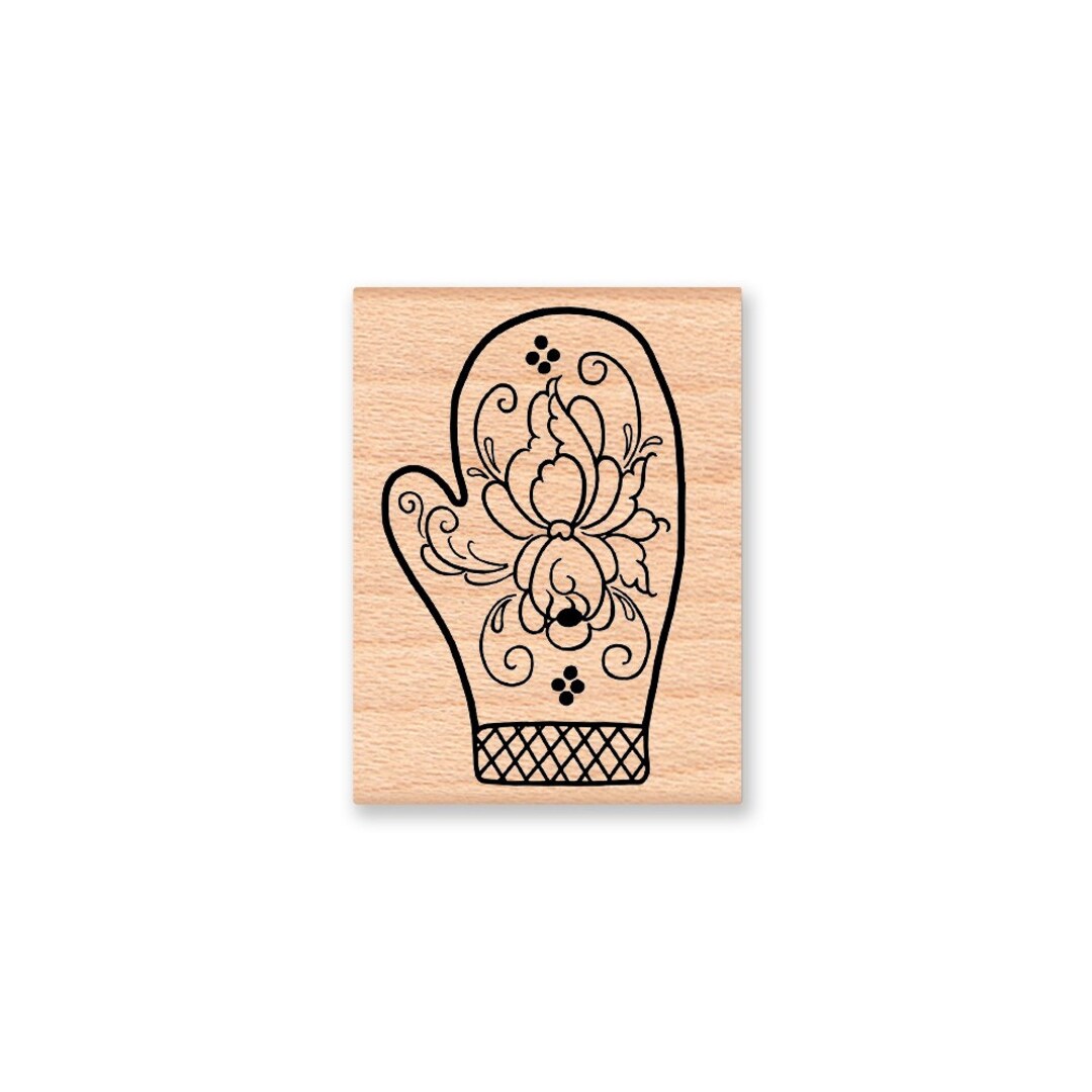 ROSEMAL MITTEN Rubber Stamp~scandinavian Folk Art Christmas~wood ...