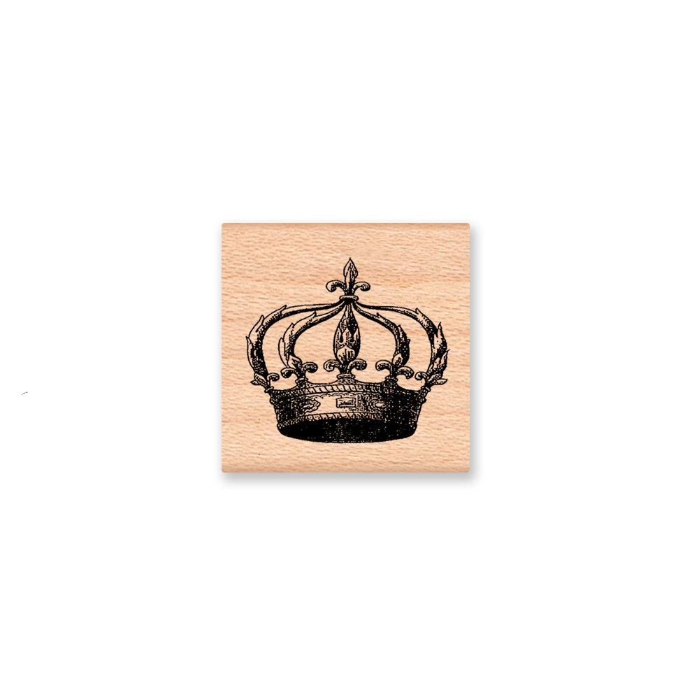 VINTAGE CROWN Rubber Stamp~king or Queens Crown~royalty~wood Mounted ...