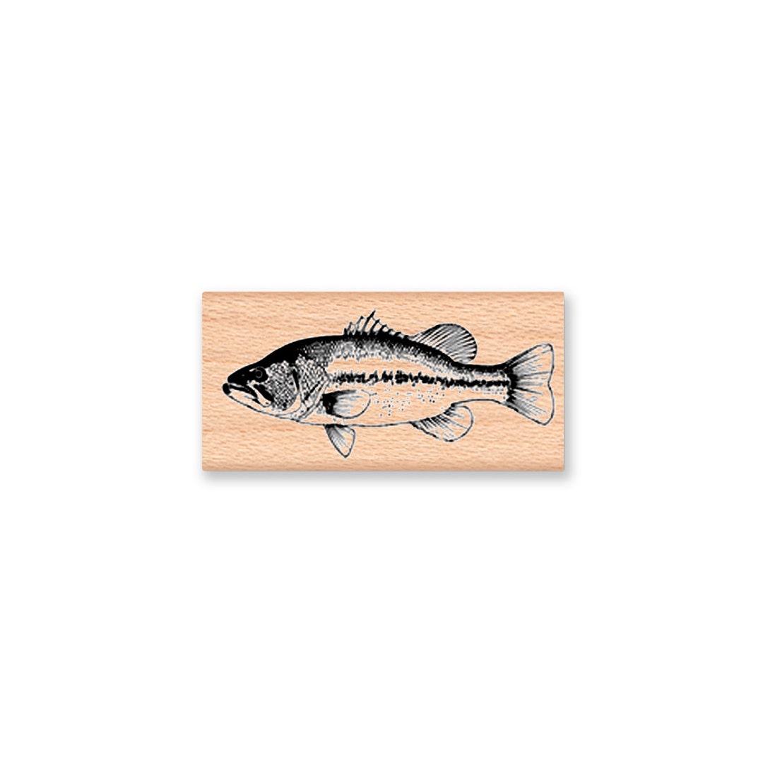 LARGE MOUTH BASS Rubber Stamp~fresh Water Lake Fish~fisherman and Lake ...