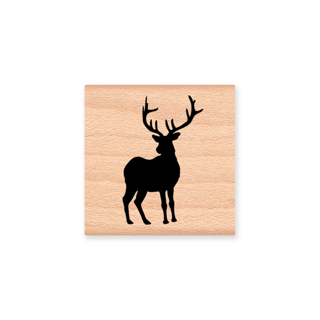 DEER BUCK SILHOUETTE Rubber Stamp~stag~buck With Antlers~wood Mounted ...
