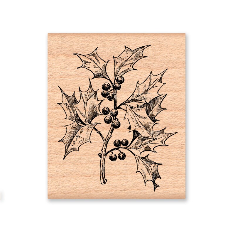 HOLLY AND BERRIES Rubber Stampchristmas Holly - Etsy