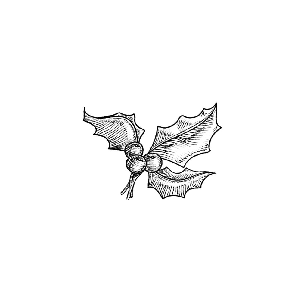 HOLLY RUBBER Stampholly and Berrieschristmas Holly With Red - Etsy