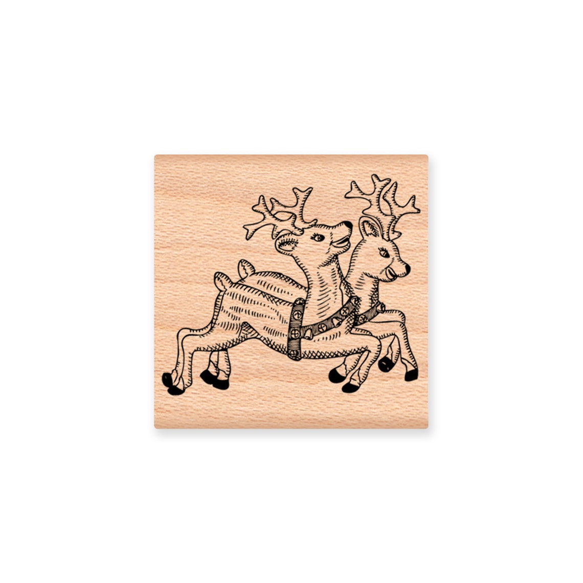 REINDEER RUBBER Stamp~christmas Holiday Vintage Flying Reindeer Stamp ...