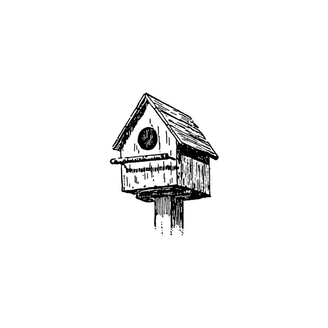 BIRDHOUSE Rubber Stamp Wood Bird House Illustration Bird Watching ...