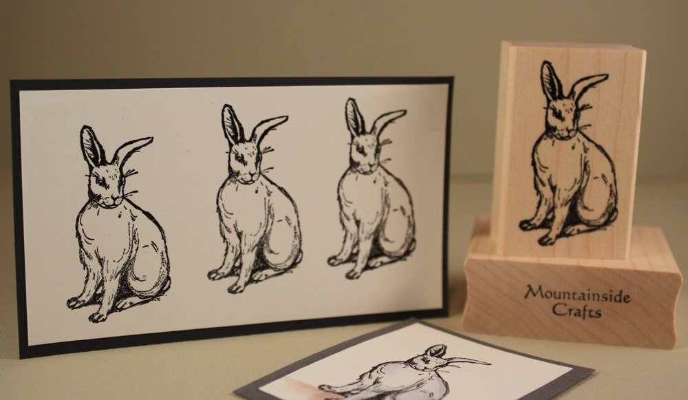 RABBIT Rubber StampBunny SketchSpring or Easter DIY Craft | Etsy