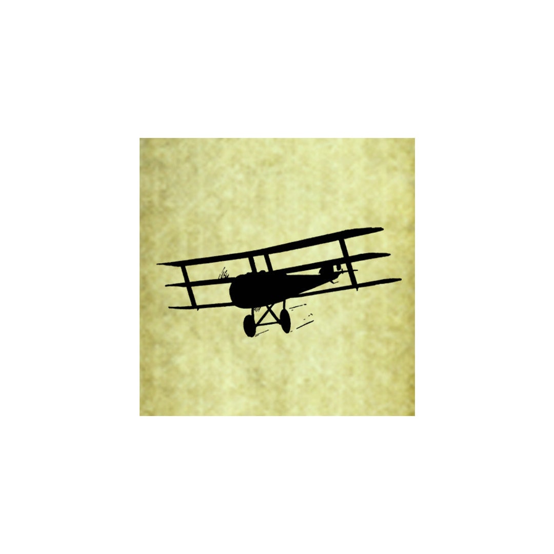 BIPLANE Rubber Stamp Prop Plane Old Vintage Airplane Silhouette Pilot ...