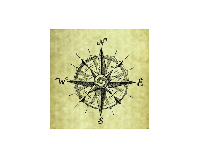 COMPASS RUBBER Stamp~vintage~rose~navigation~nautical~ocean~rustic ...