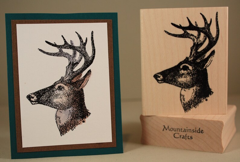 VINTAGE BUCK Rubber Stamp~deer Stag With Antlers~rustic Sketch ...