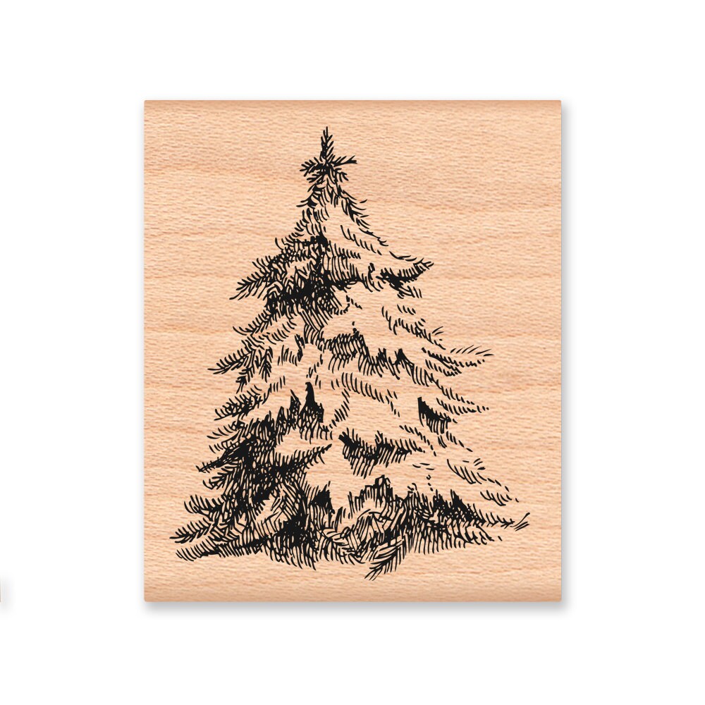 SNOWY TREE wood Mounted Rubber Stamp MCRS 29-24 - Etsy
