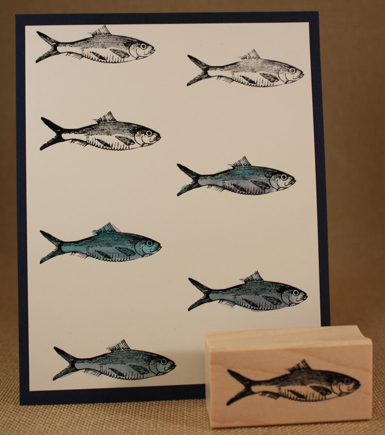 FISH RUBBER Stamp~fishing Stamp~herring~small Fish~ocean Sea Life~lake ...