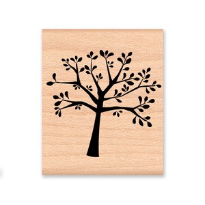 TREE RUBBER Stamp~spring and Summer Leaf Tree~wood Mounted Rubber Stamp ...