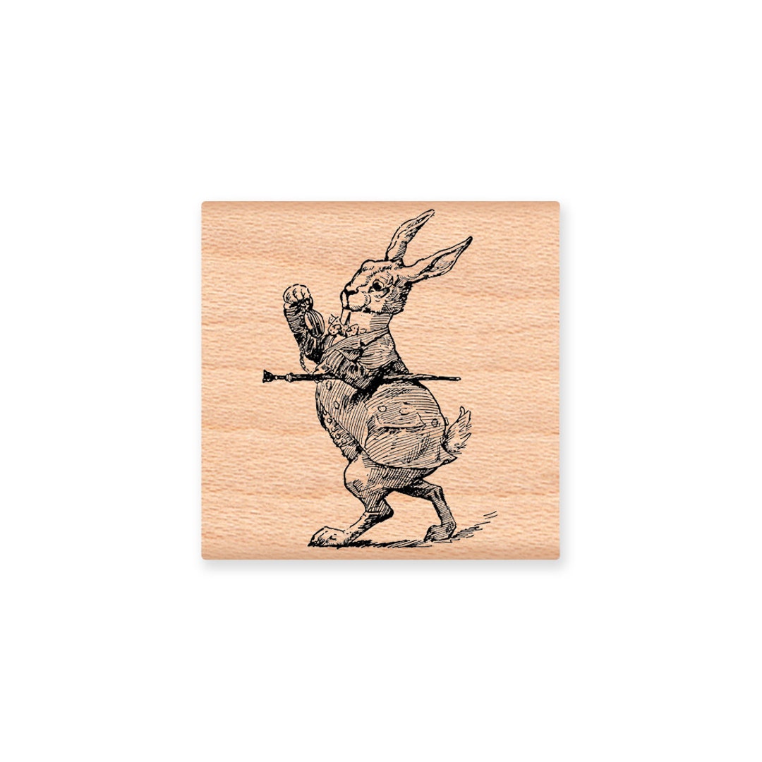 White Rabbit Rubber Stamp~alice in Wonderland~i'm Late~wood Mounted ...