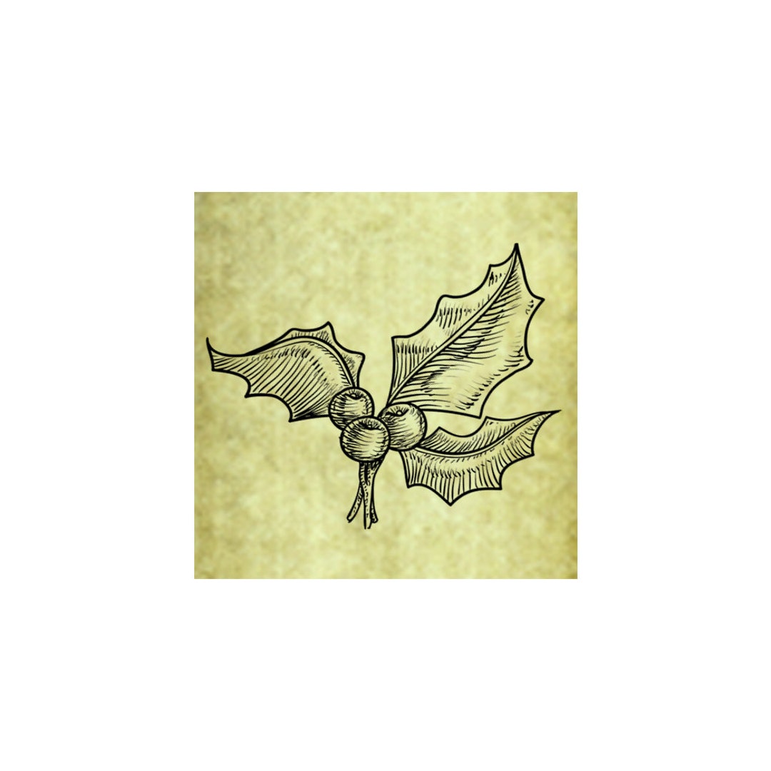 HOLLY RUBBER Stamp~holly and Berries~christmas Holly With Red Berries ...