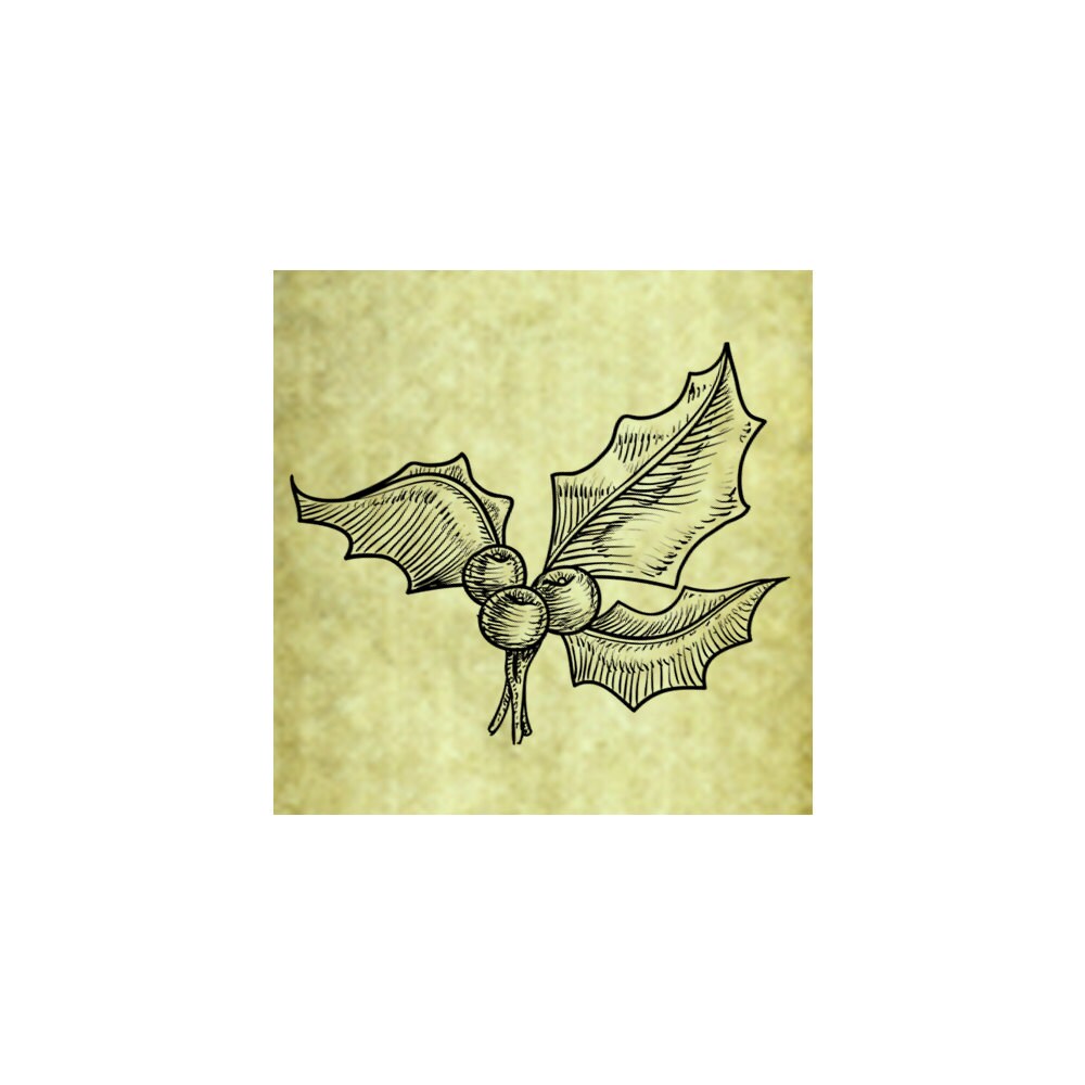 HOLLY RUBBER Stamp~holly and Berries~christmas Holly With Red Berries ...