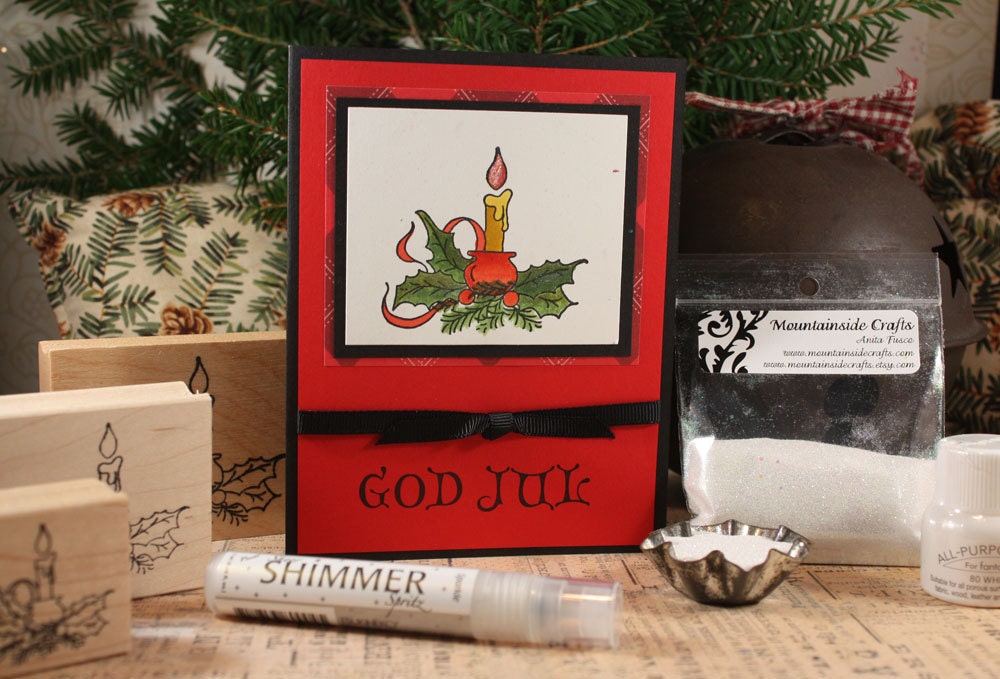 GOD JUL (merry Christmas) - Wood Mounted Rubber Stamp (mcrs 10-09) - Etsy