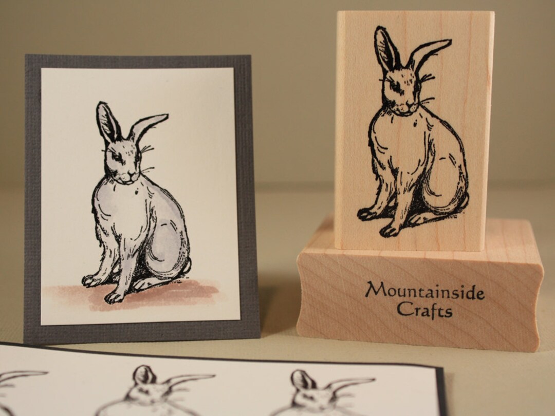 RABBIT Rubber Stamp~bunny Sketch~spring or Easter DIY Craft Stamp~wood ...