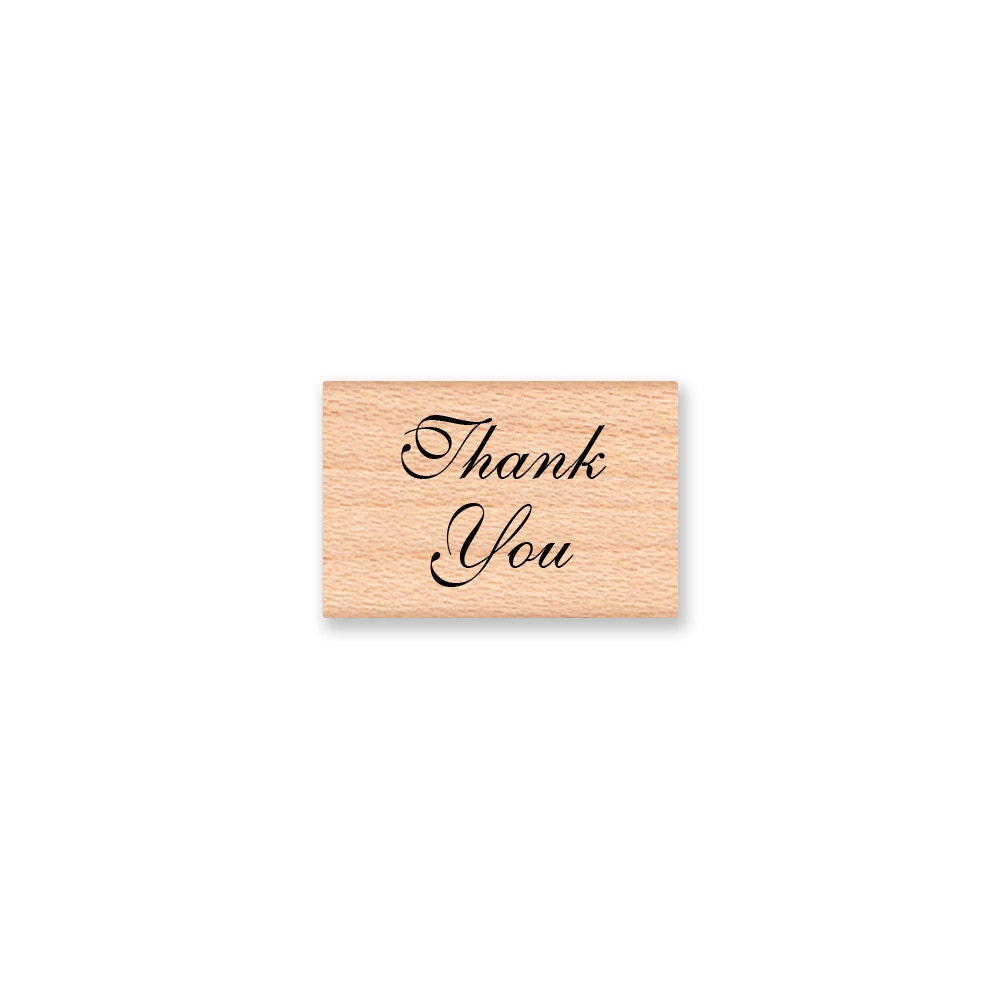 Thank You Elegant Script Font Wood Mounted Rubber Stamp | Etsy