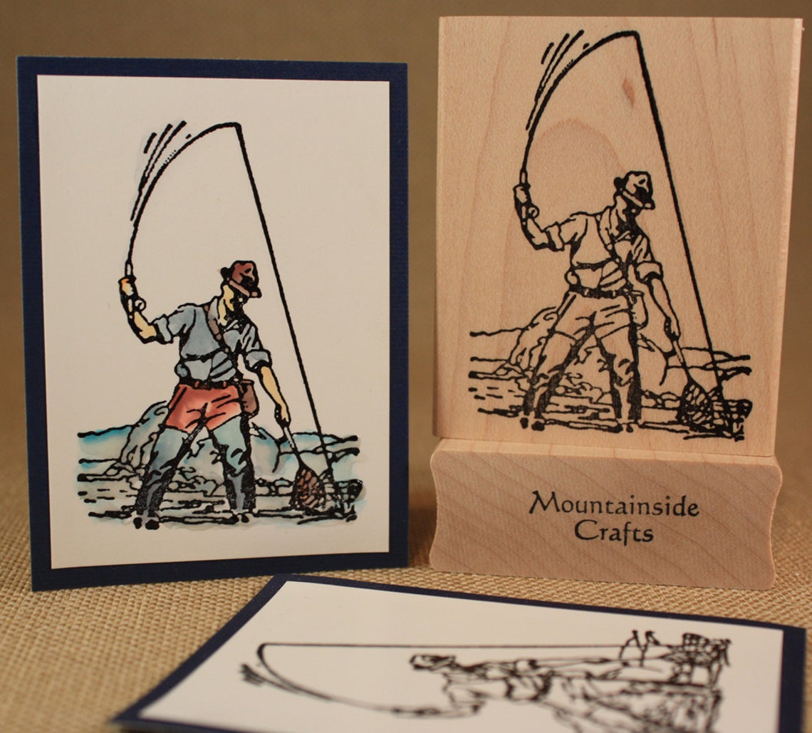 Fishing Stamp Fly Fishermen Fly Fishing Angler Fish Stamp Drawing ...