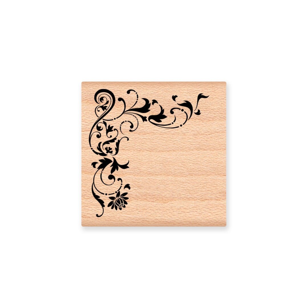 CORNER FLOURISH and Scrolls -wood Mounted Rubber Stamp- (32-01) - Etsy