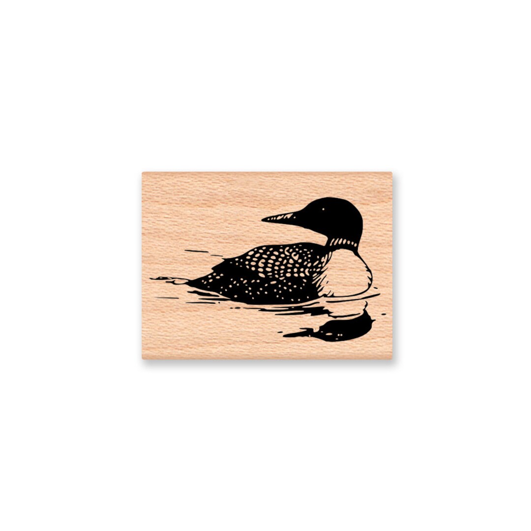 Loon Rubber Stamp~loon Swimming on Lake~wood Mounted Rubber Stamp (21 ...