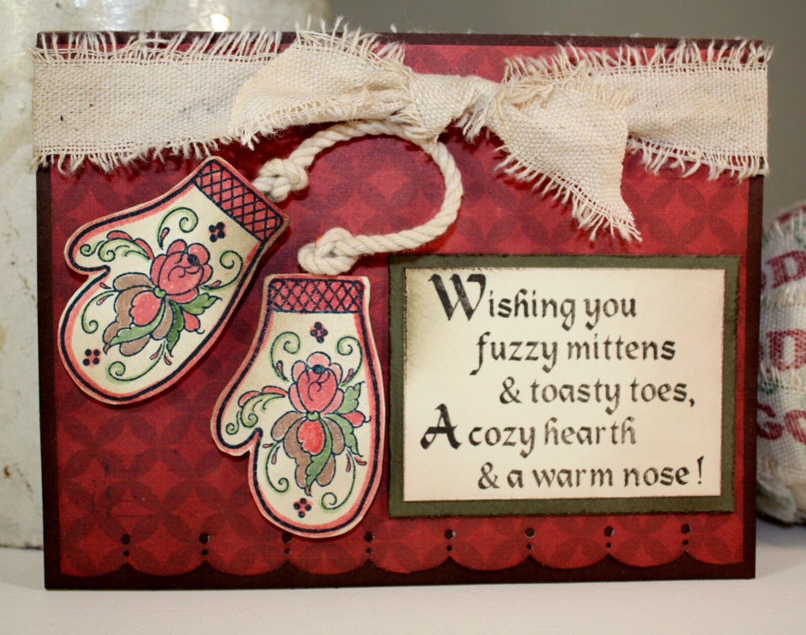 ROSEMAL MITTEN Rubber Stamp~scandinavian Folk Art Christmas~wood ...