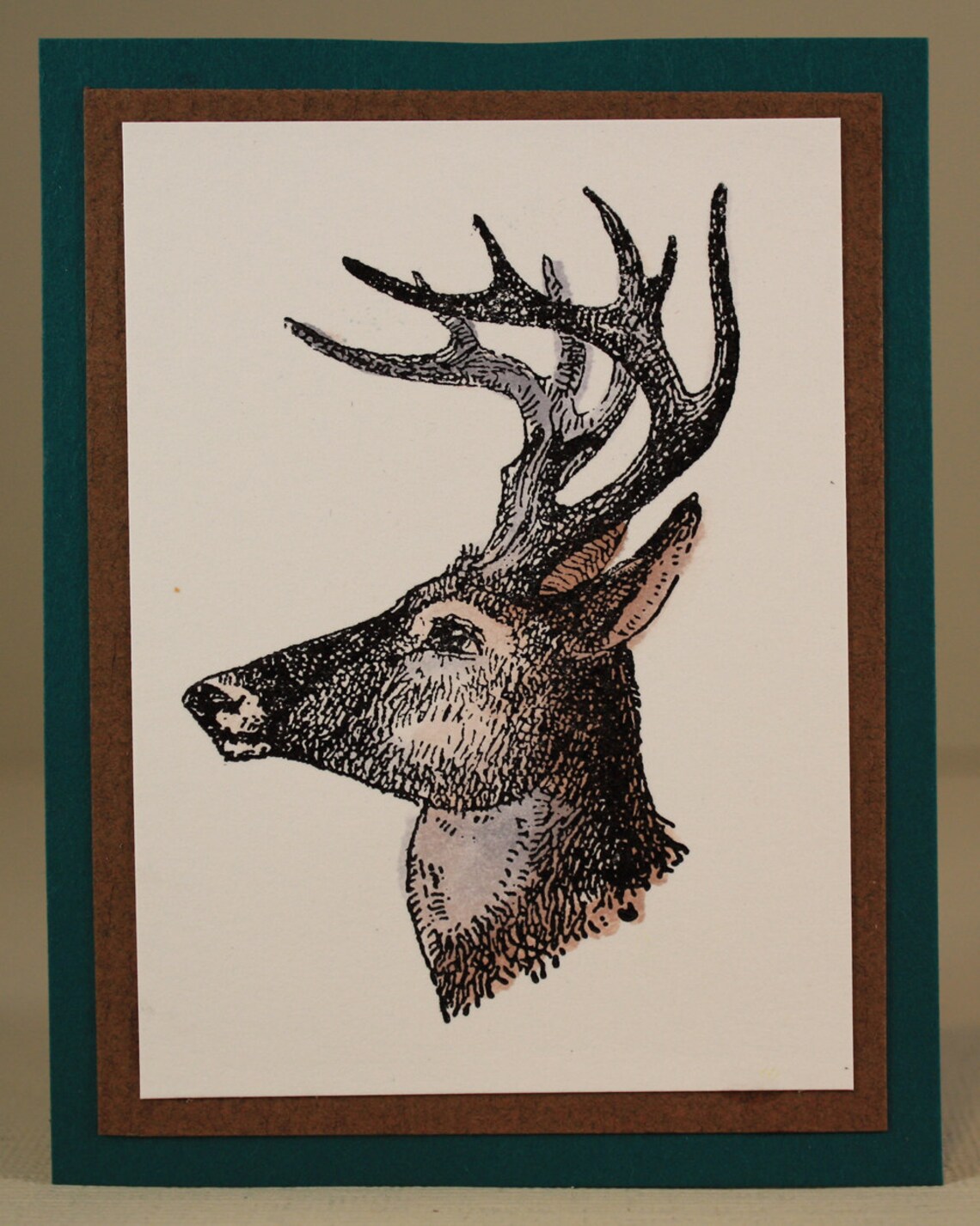 VINTAGE BUCK Rubber Stamp~deer Stag With Antlers~rustic Sketch ...