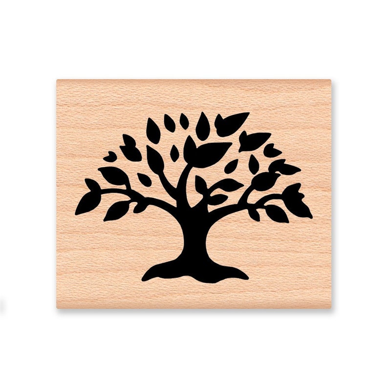 TREE Silhouette~stamp Set of 2~tree With Leaves~large Tree Stamp~wood ...