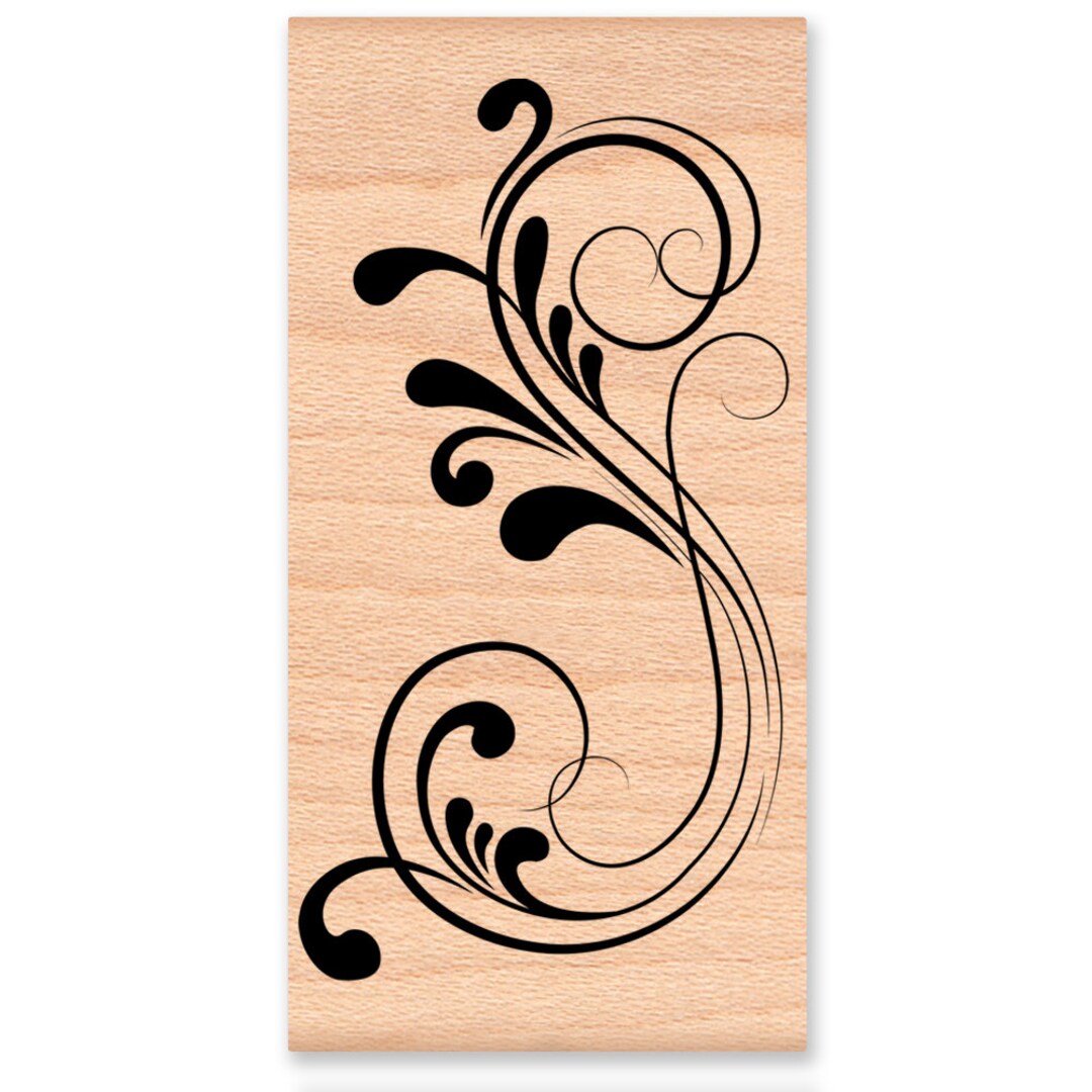 PRETTY SCROLL FLOURISH Rubber Stamp~scrolls and Teardrops~filagree ...