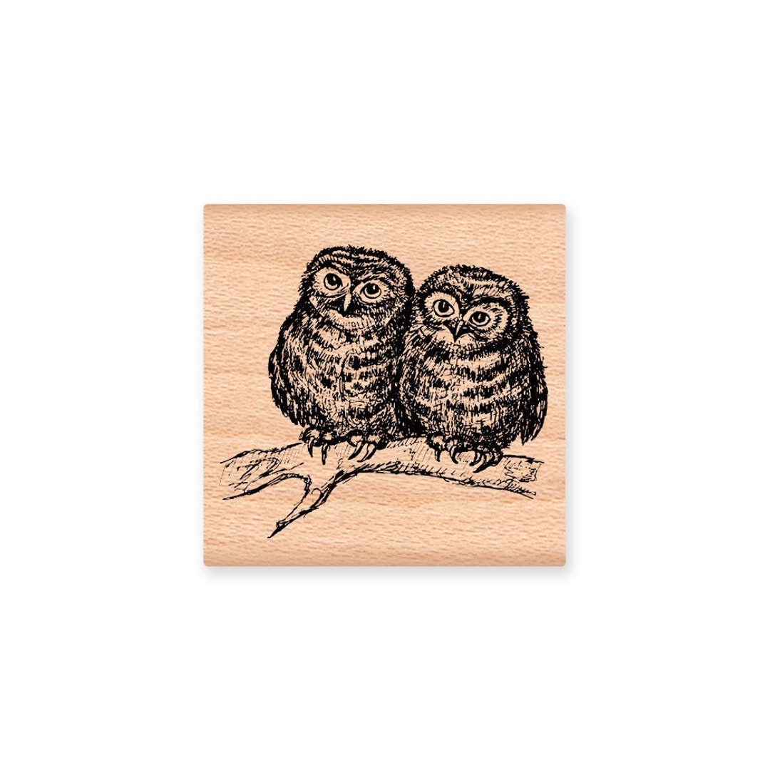 OWL COUPLE STAMP Owls Owl Friends Rubber Stamp Love Birds Rustic ...