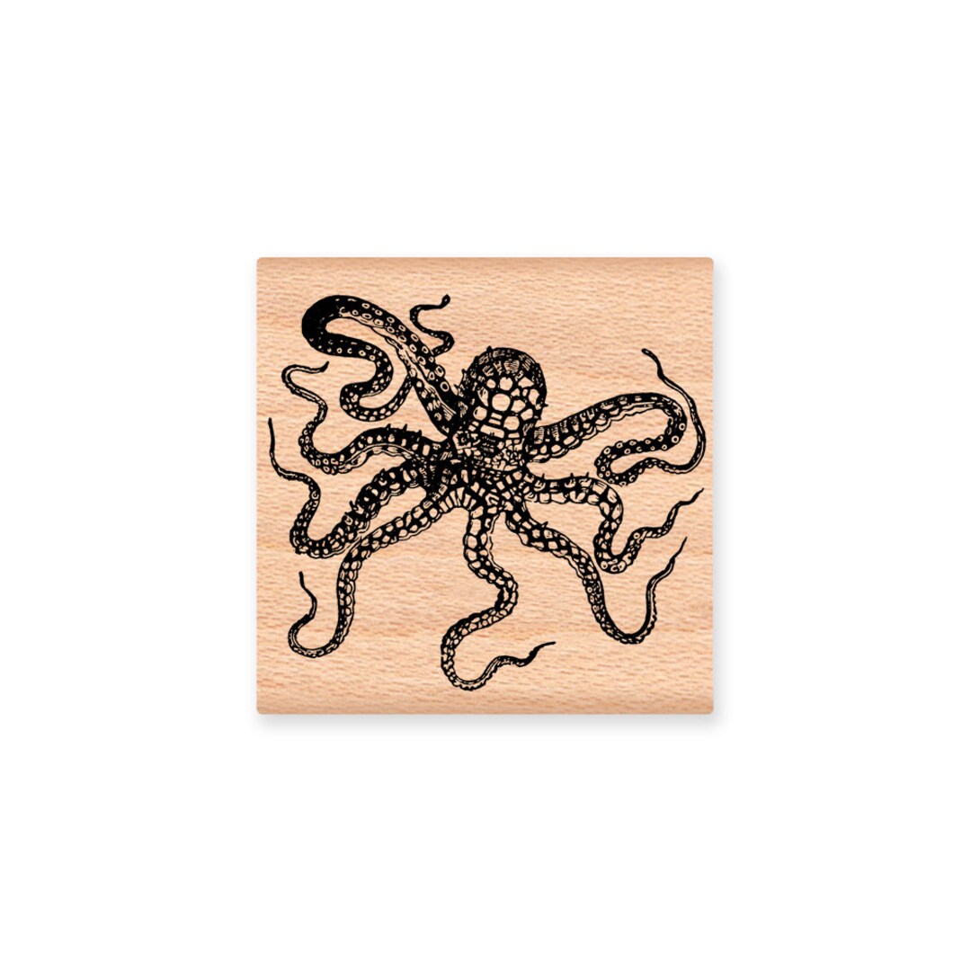 OCTOPUS RUBBER Stamps~squid~ocean Sea Life~nautical Theme~wood Mounted ...