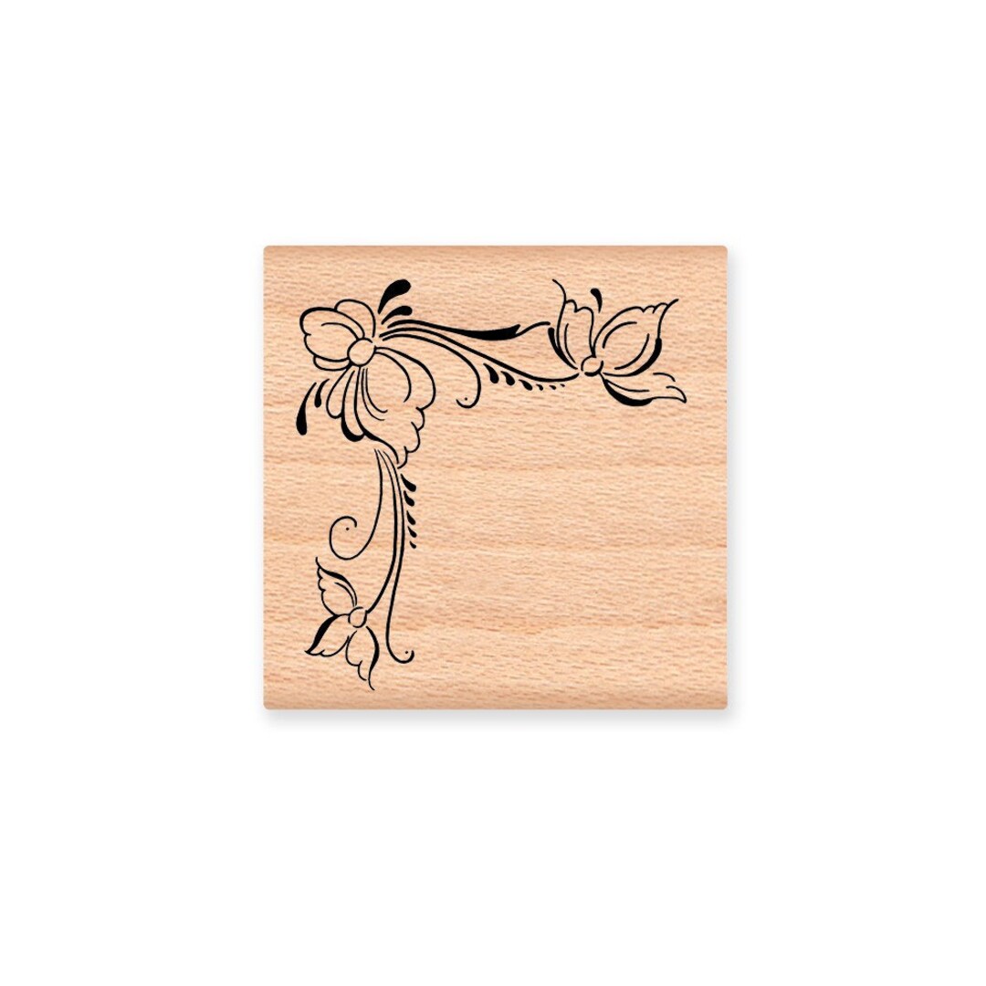 SCANDINAVIAN Rosemal Rubber Stamp~corner Stamp~rosemal Tulip Flower ...