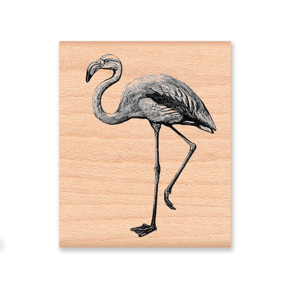 FLAMINGO BIRD Rubber Stampwood Mounted Rubber Stamp by - Etsy