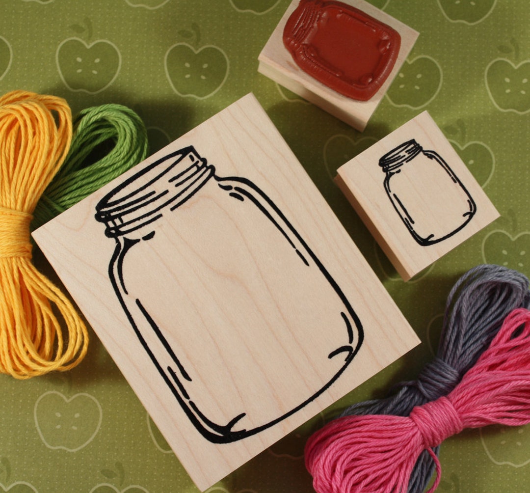Mason Jar Rubber Stamp~large Stamp~vintage Canning~country Rustic Decor ...