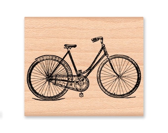 Bicycle Stamp: Wood Mounted Rubber Stamp - Etsy