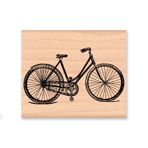 Bicycle Stamp: Wood Mounted Rubber Stamp - Etsy