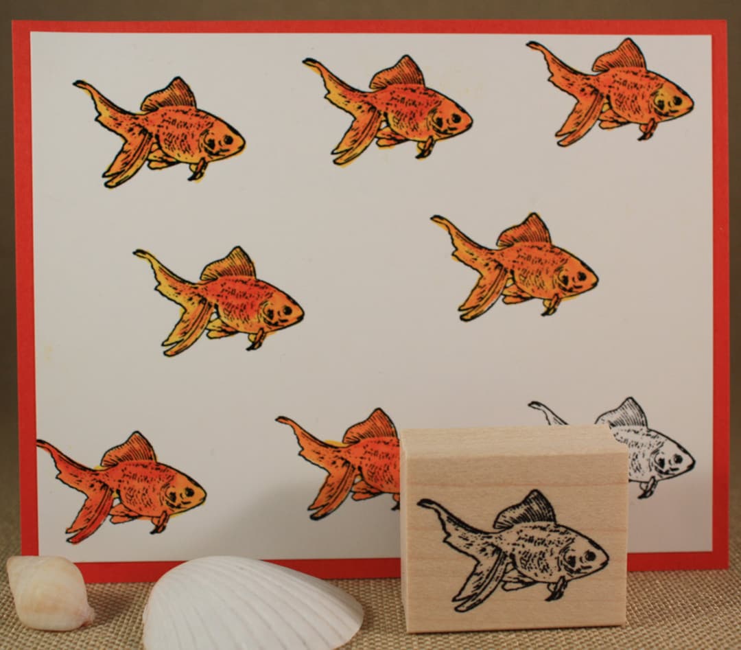 GOLDFISH Rubber Stamp~fantail Goldfish Stamp~pet Goldfish Stamp ...